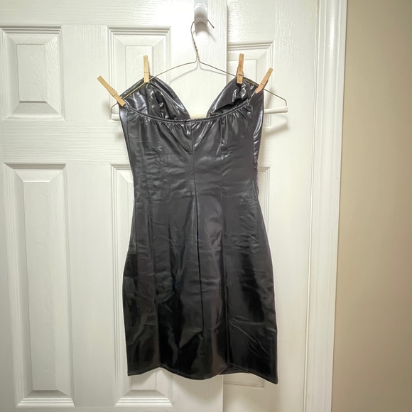 Roma | Dresses | Hot Wet Look Dress Strapless Black Vinyl Yandy Size ...